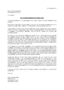 Character reference template - Court Character reference